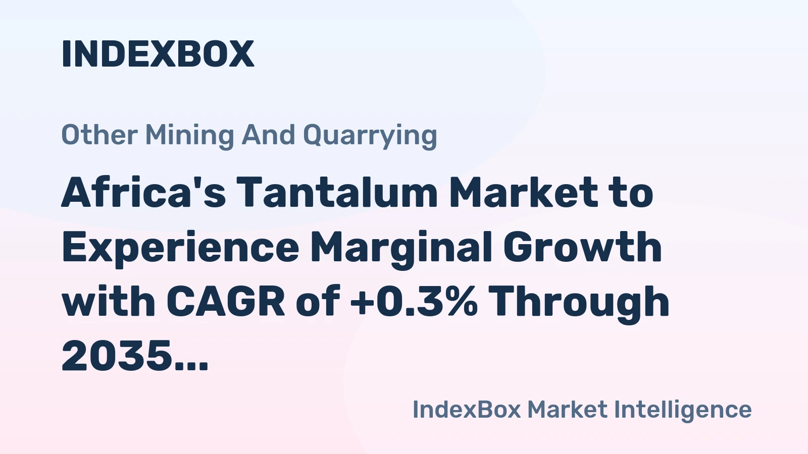 Africa's Tantalum Market to Experience Marginal Growth with CAGR of +0.3% Through 2035, Reaching $612M