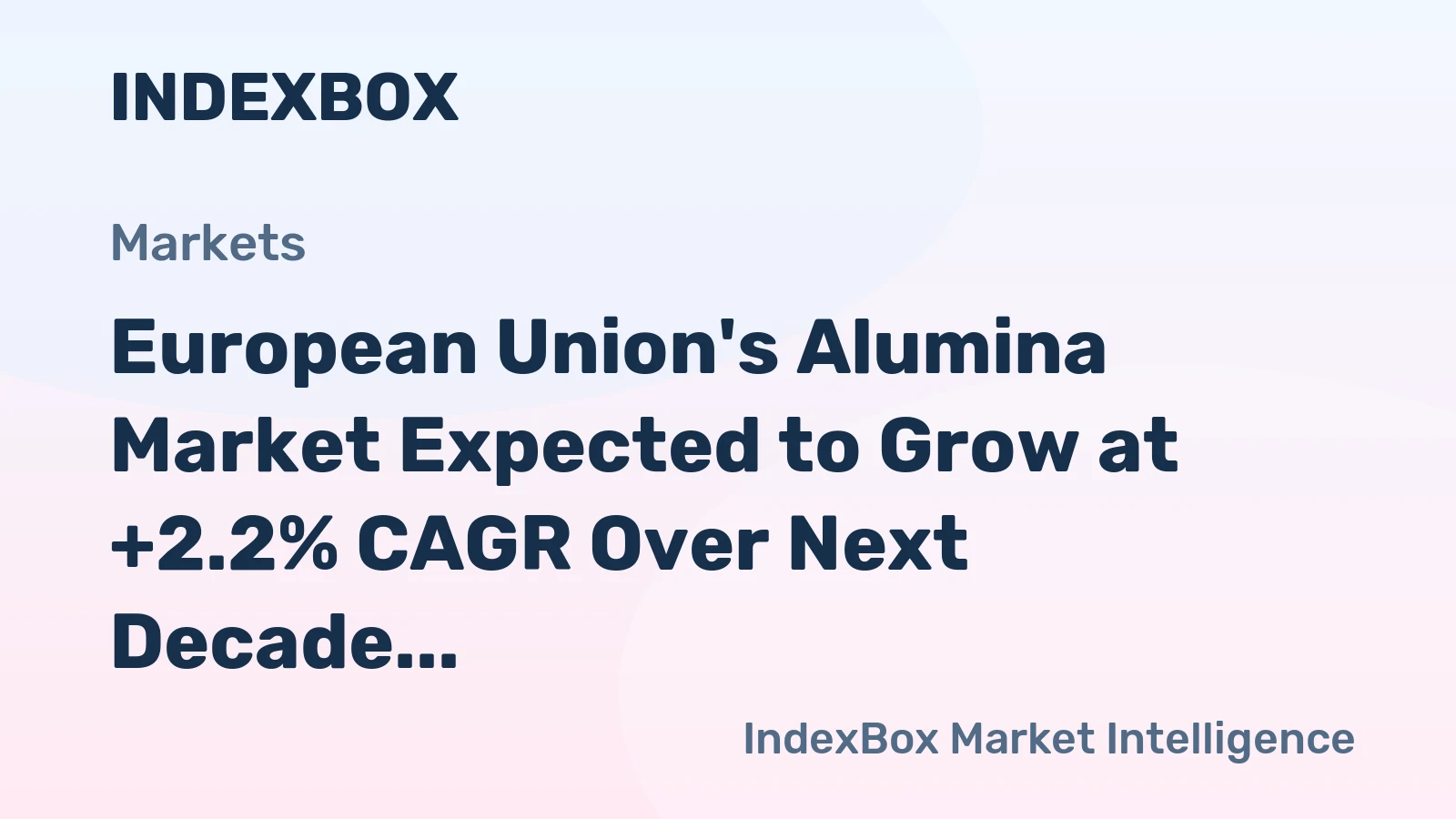 European Union's Alumina Market Expected to Grow at +2.2% CAGR Over Next Decade