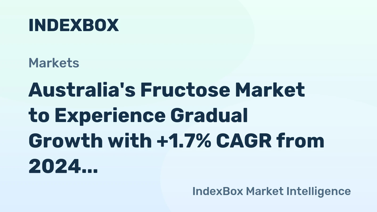Australia's Fructose Market to Experience Gradual Growth with +1.7% CAGR from 2024 to 2035