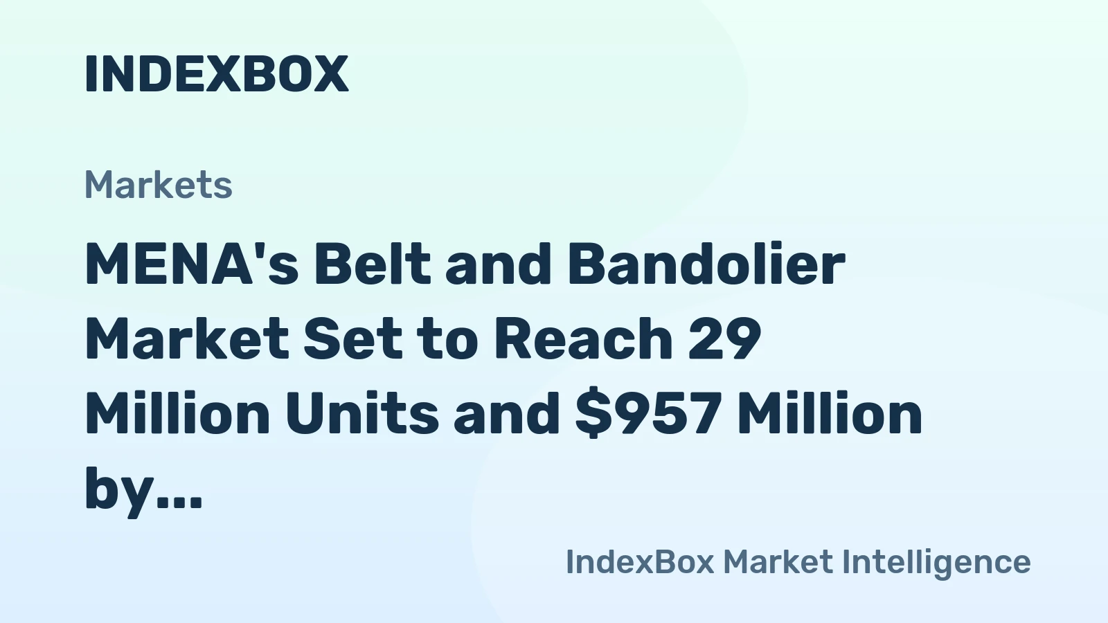 MENA's Belt and Bandolier Market Set to Reach 29 Million Units and $957 Million by 2035