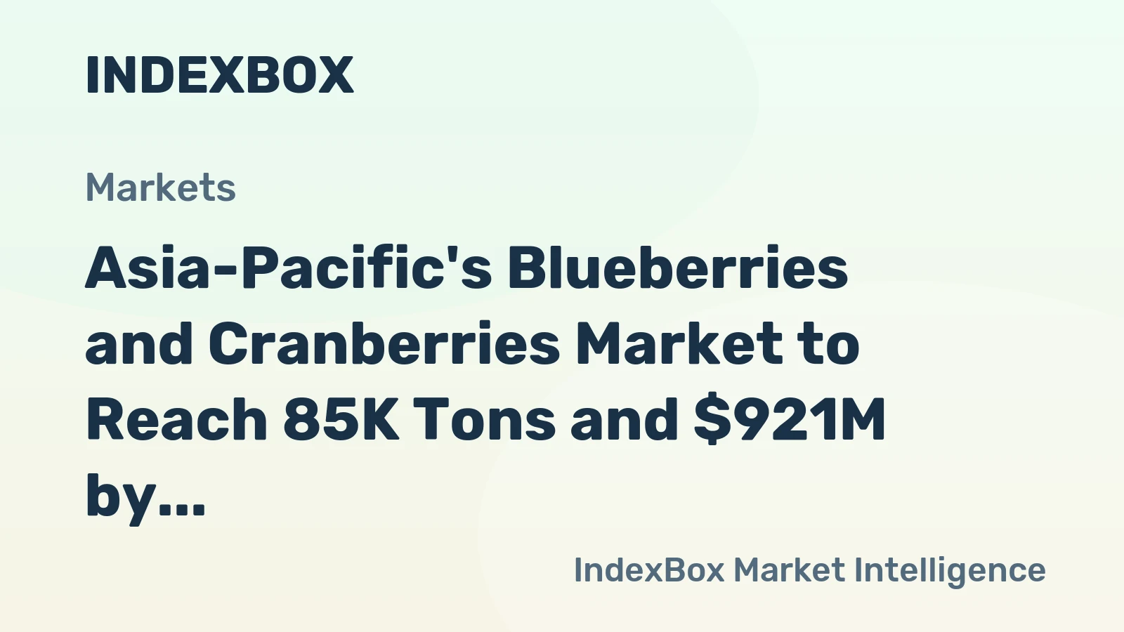 Asia-Pacific's Blueberries and Cranberries Market to Reach 85K Tons and $921M by 2035