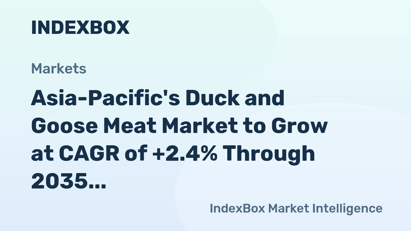 Asia-Pacific's Duck and Goose Meat Market to Grow at CAGR of +2.4% Through 2035