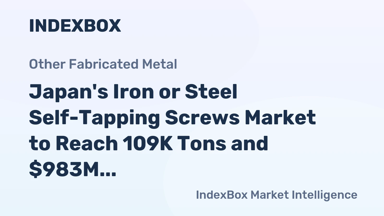 Japan's Iron or Steel Self-Tapping Screws Market to Reach 109K Tons and $983M by 2035