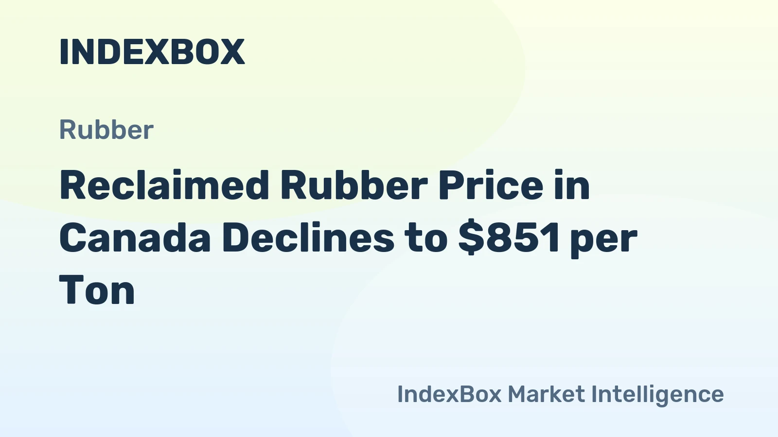 Reclaimed Rubber Price in Canada Declines to $851 per Ton