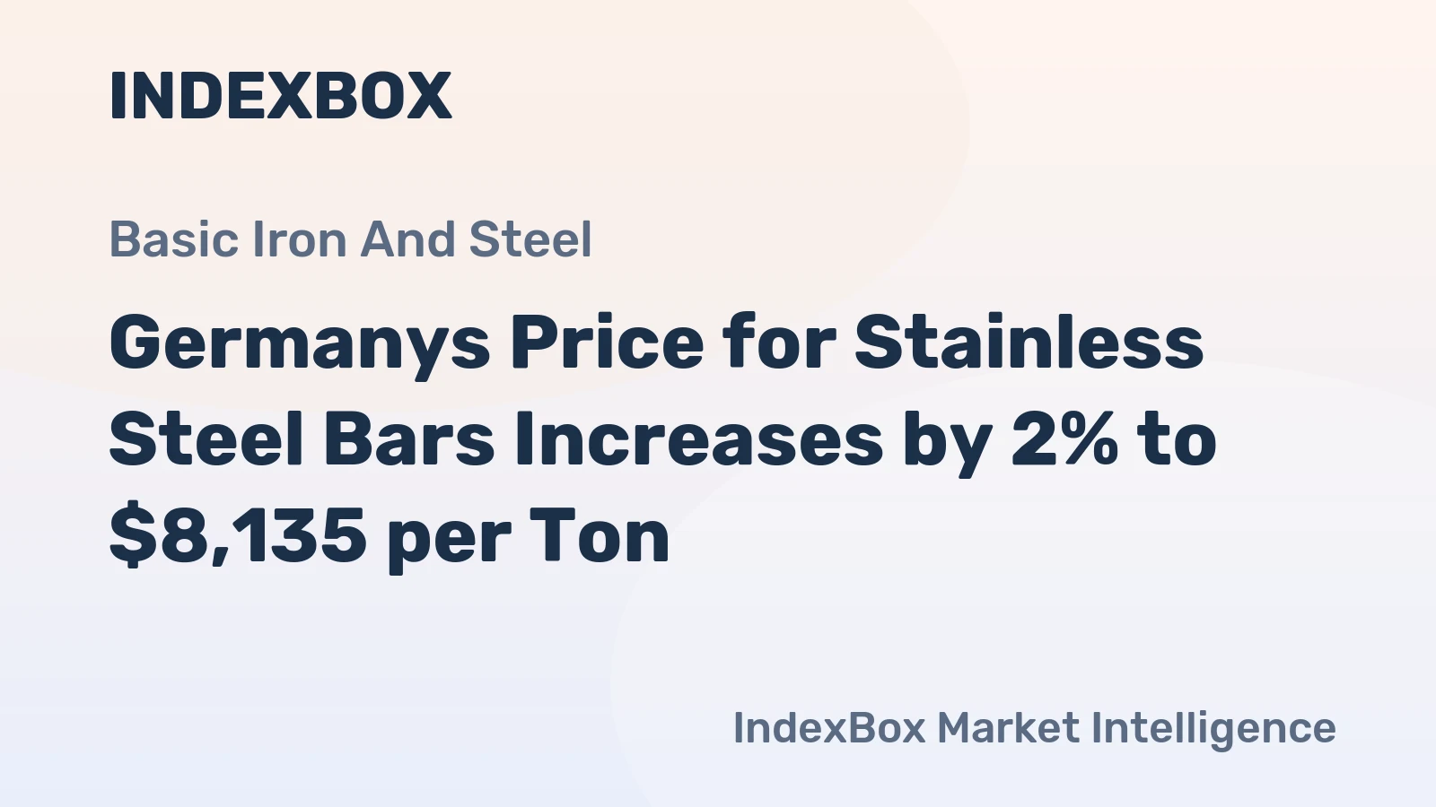 Germanys Price for Stainless Steel Bars Increases by 2% to $8,135 per Ton