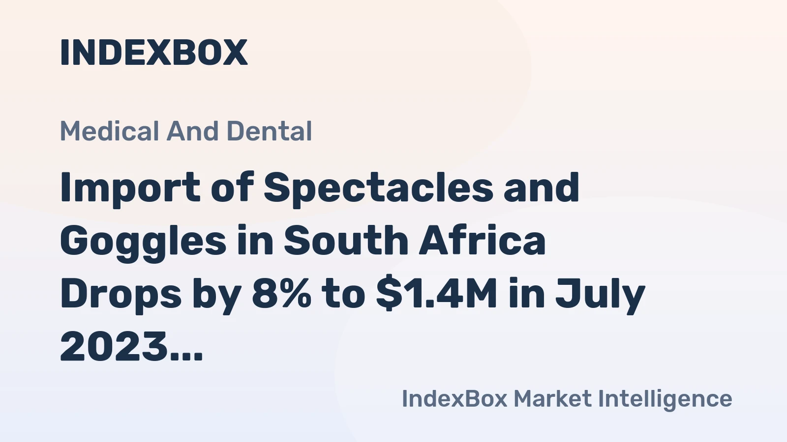Import of Spectacles and Goggles in South Africa Drops by 8% to $1.4M in July 2023