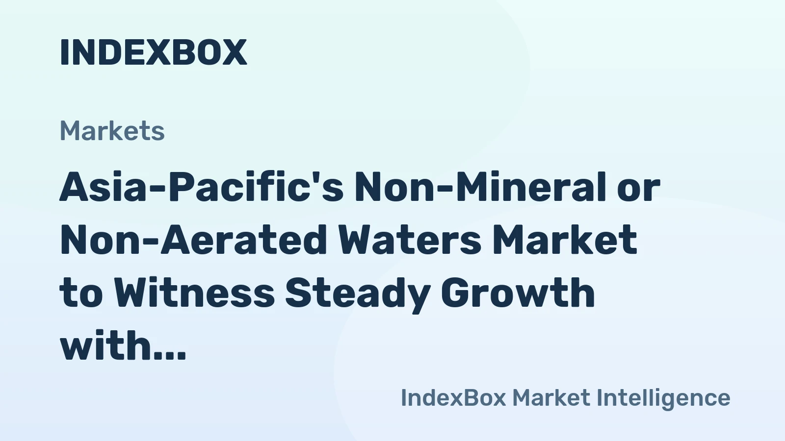 Asia-Pacific's Non-Mineral or Non-Aerated Waters Market to Witness Steady Growth with a CAGR of +2.9% from 2024 to 2035