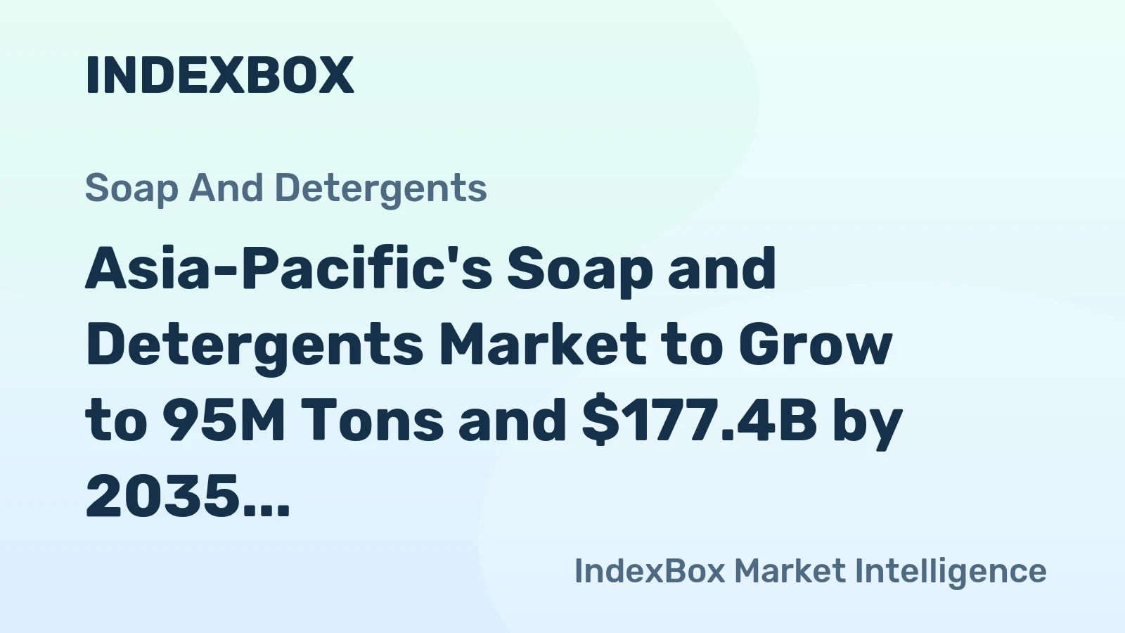 Asia-Pacific's Soap and Detergents Market to Grow to 95M Tons and $177.4B by 2035