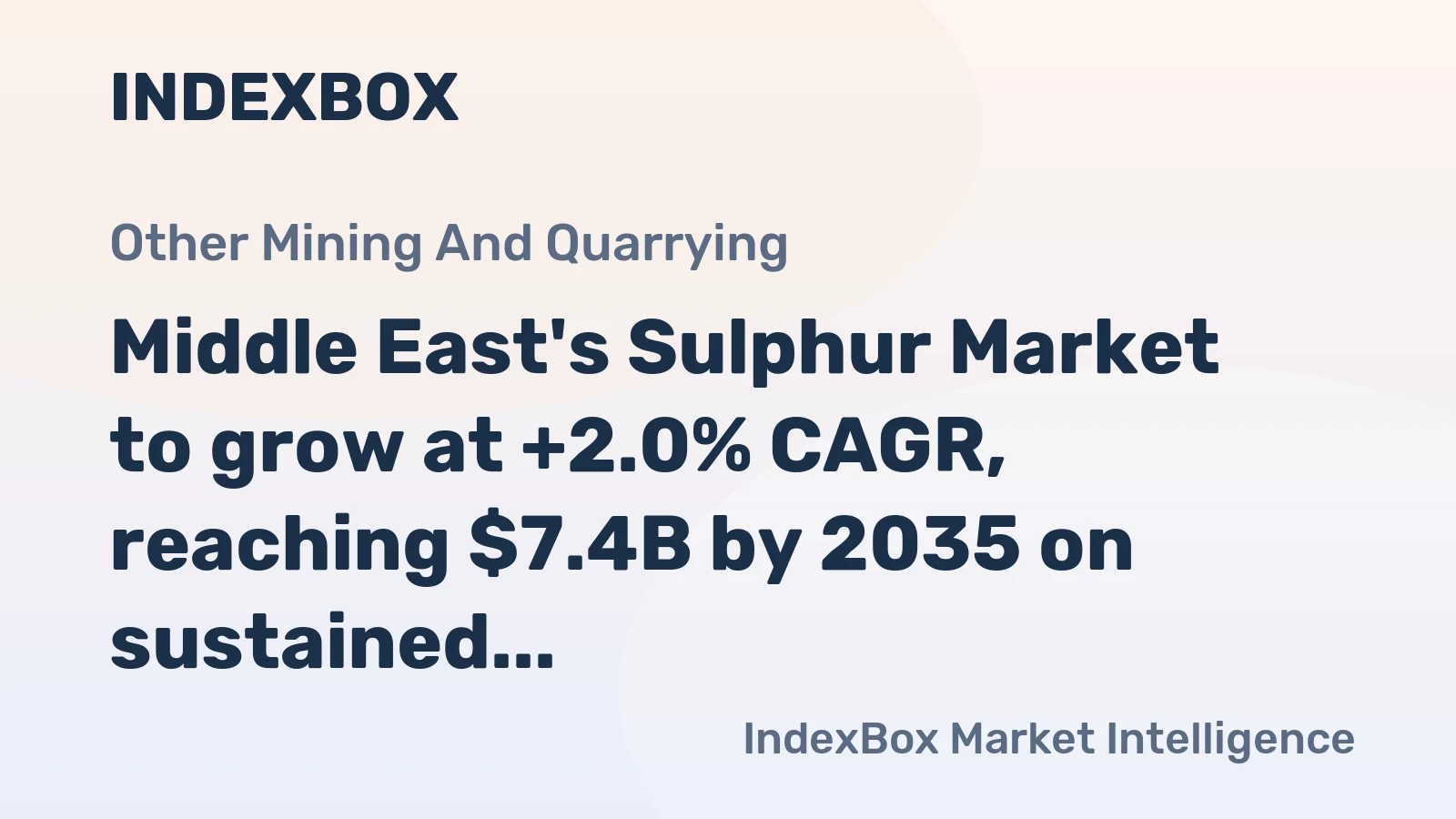 Middle East's Sulphur Market to grow at +2.0% CAGR, reaching $7.4B by 2035 on sustained demand.