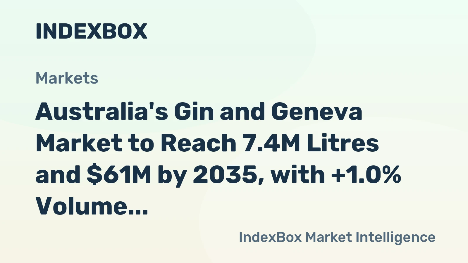 Australia's Gin and Geneva Market to Reach 7.4M Litres and $61M by 2035, with +1.0% Volume Growth and +1.9% Value Growth Forecasted