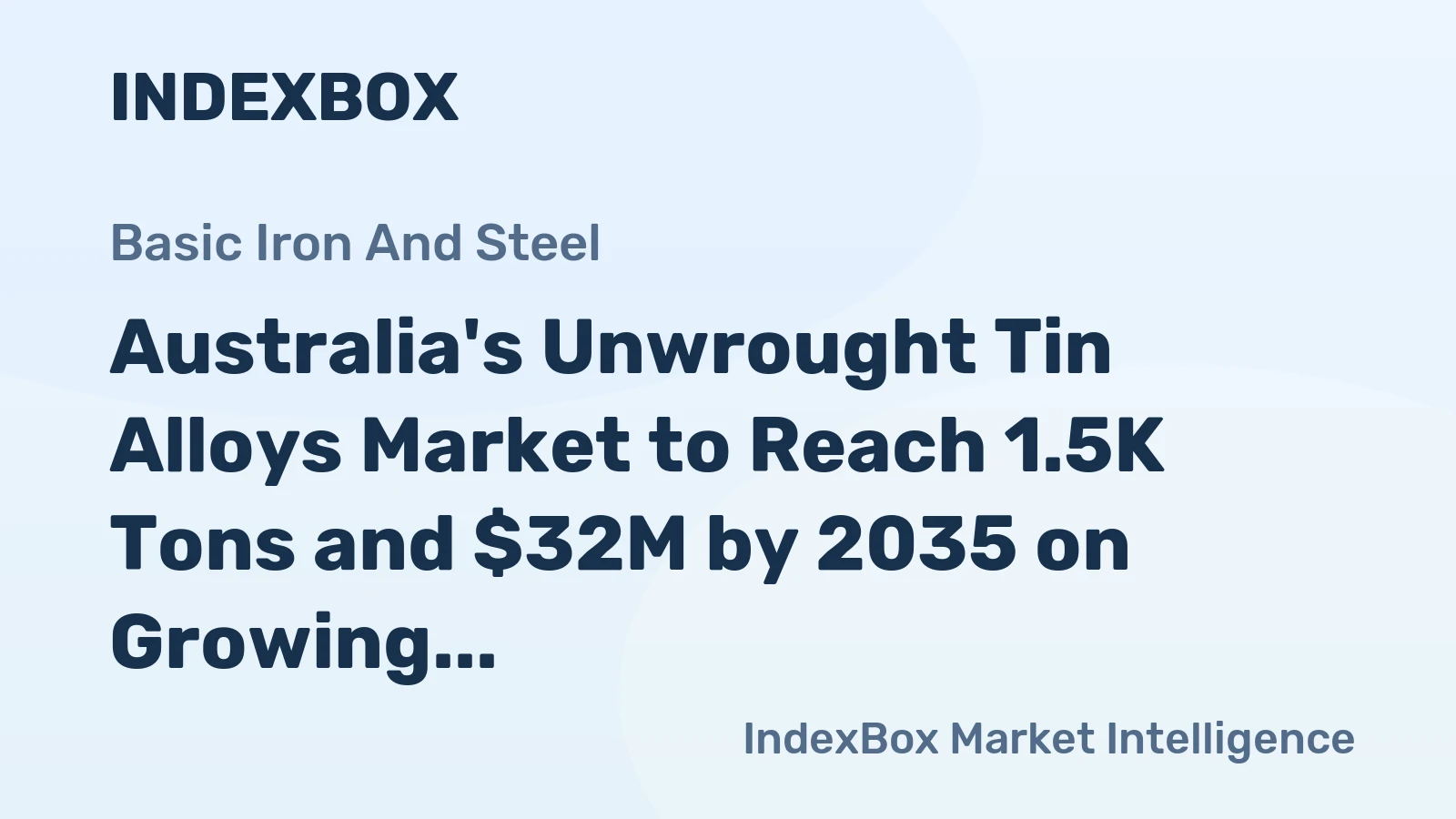 Australia's Unwrought Tin Alloys Market to Reach 1.5K Tons and $32M by 2035 on Growing Demand