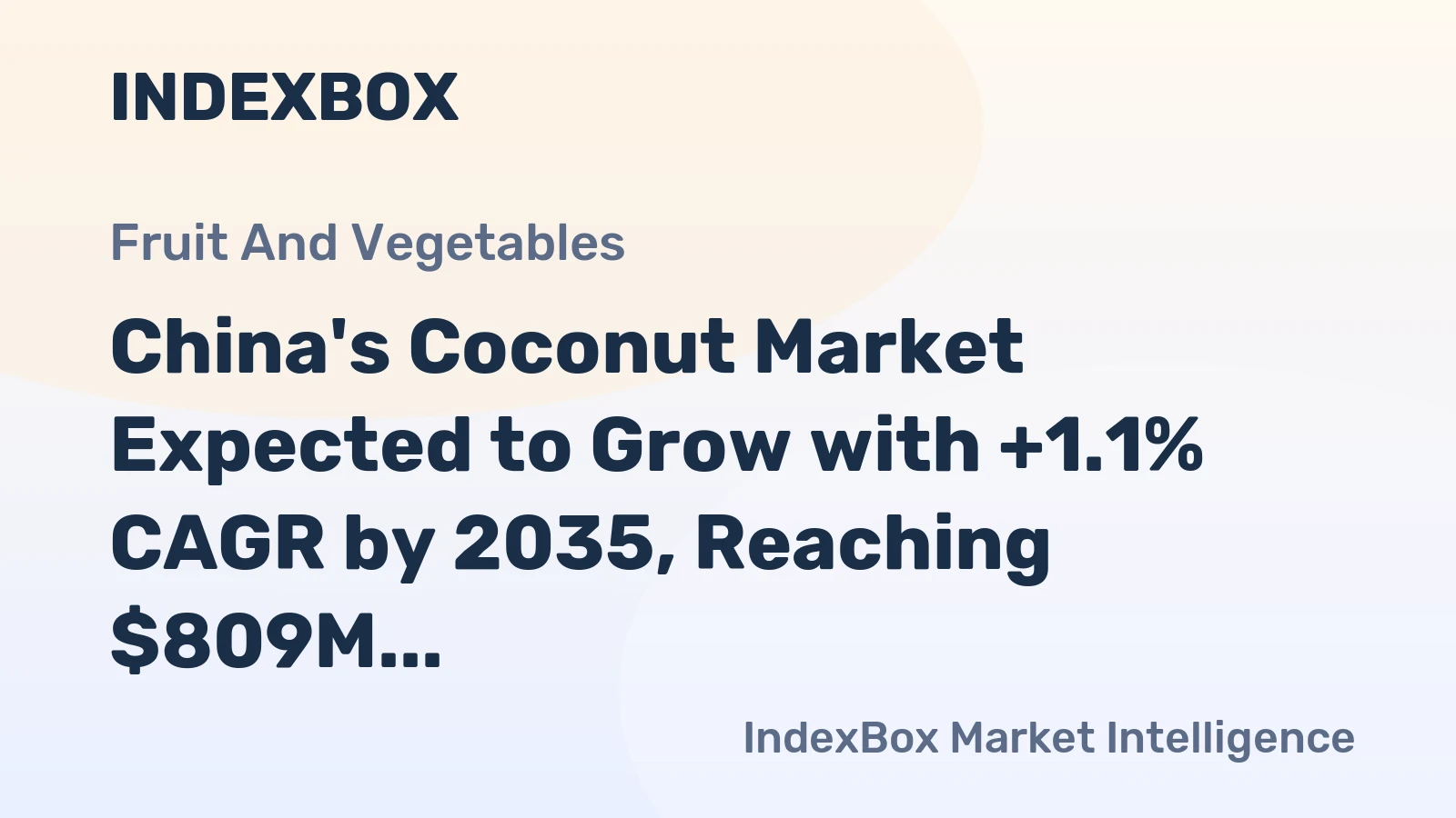 China's Coconut Market Expected to Grow with +1.1% CAGR by 2035, Reaching $809M in Value