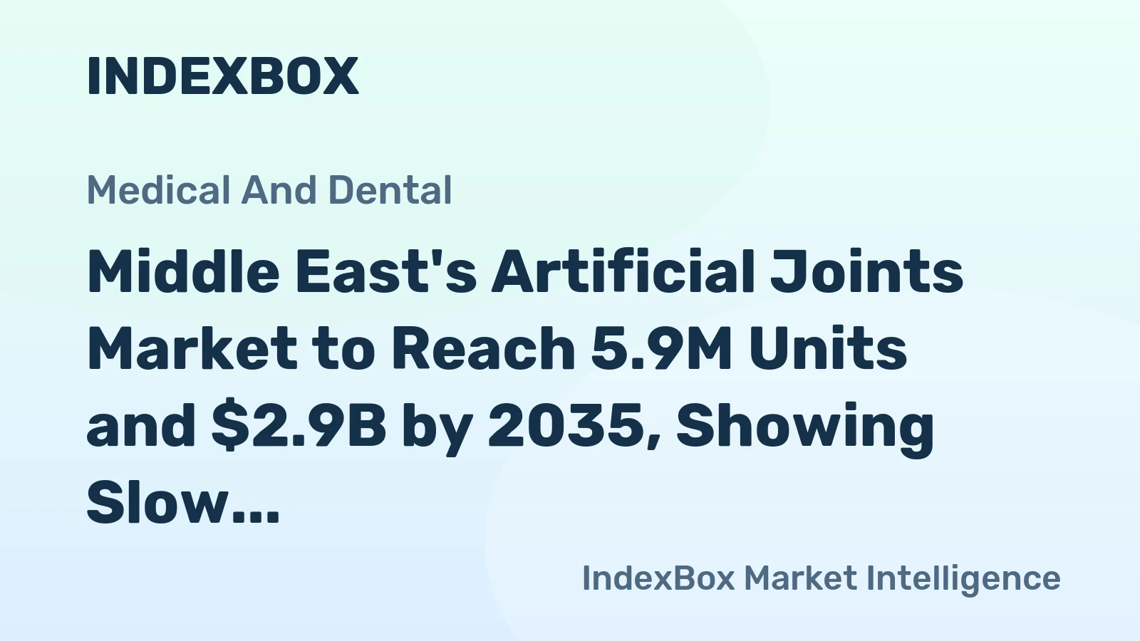 Middle East's Artificial Joints Market to Reach 5.9M Units and $2.9B by 2035, Showing Slow Growth