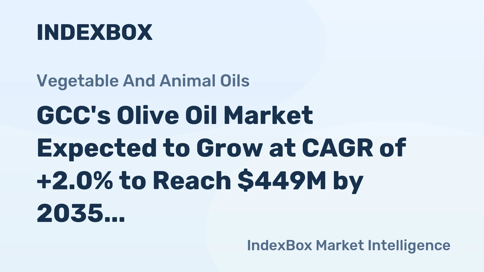 GCC's Olive Oil Market Expected to Grow at CAGR of +2.0% to Reach $449M by 2035