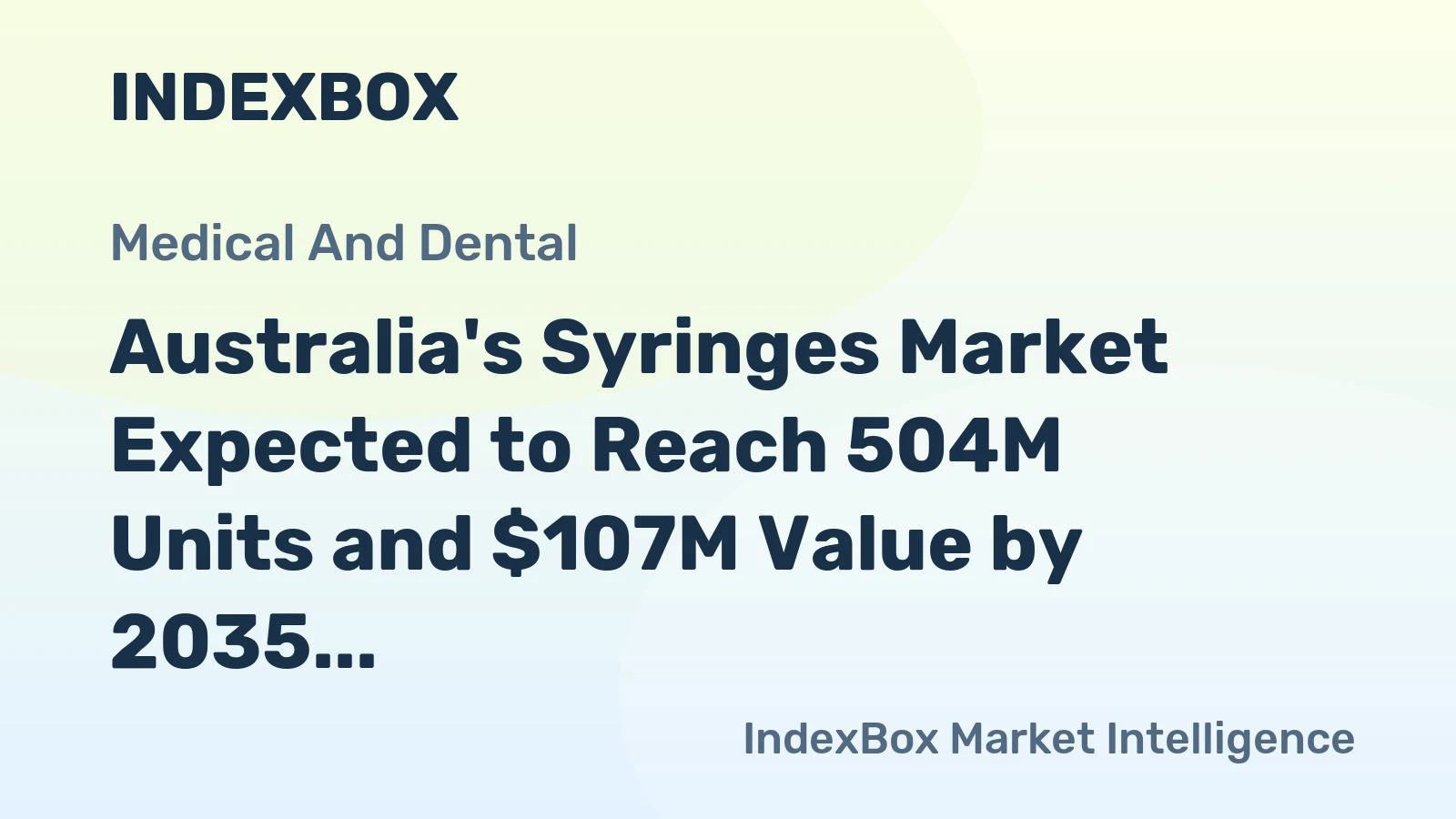 Australia's Syringes Market Expected to Reach 504M Units and $107M Value by 2035