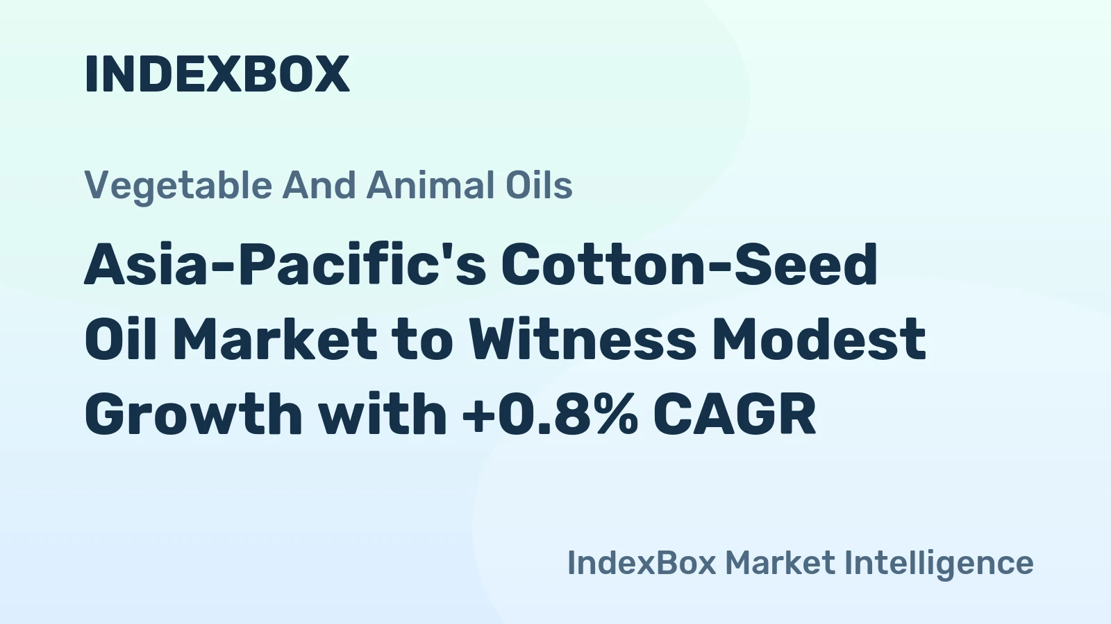 Asia-Pacific's Cotton-Seed Oil Market to Witness Modest Growth with +0.8% CAGR