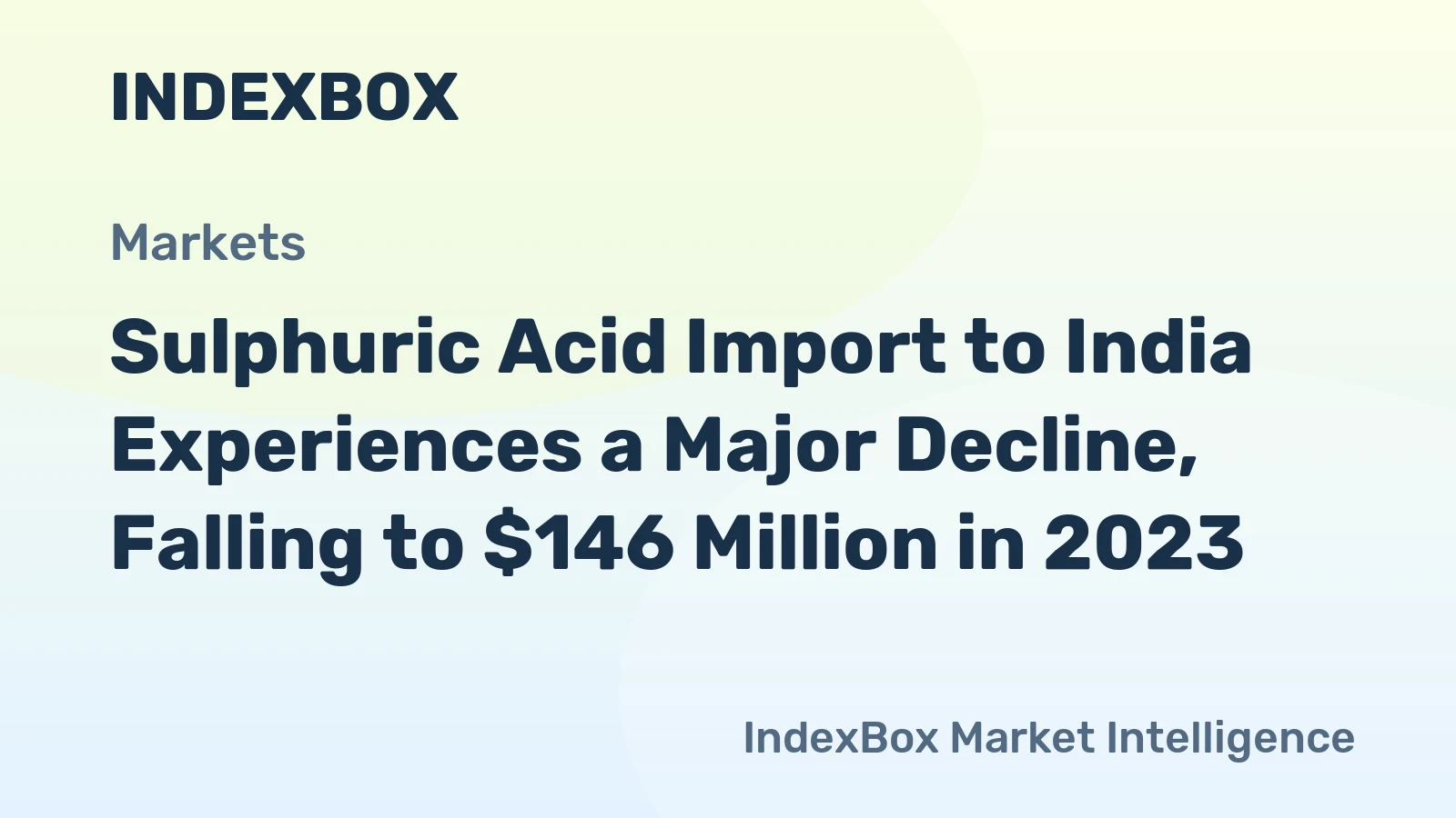 Sulphuric Acid Import to India Experiences a Major Decline, Falling to $146 Million in 2023.