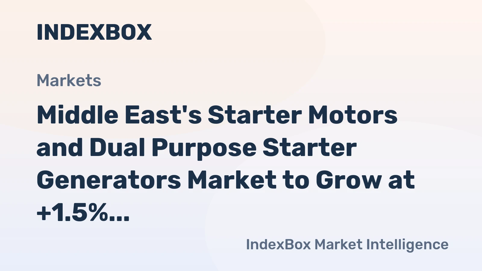 Middle East's Starter Motors and Dual Purpose Starter Generators Market to Grow at +1.5% CAGR Until 2035
