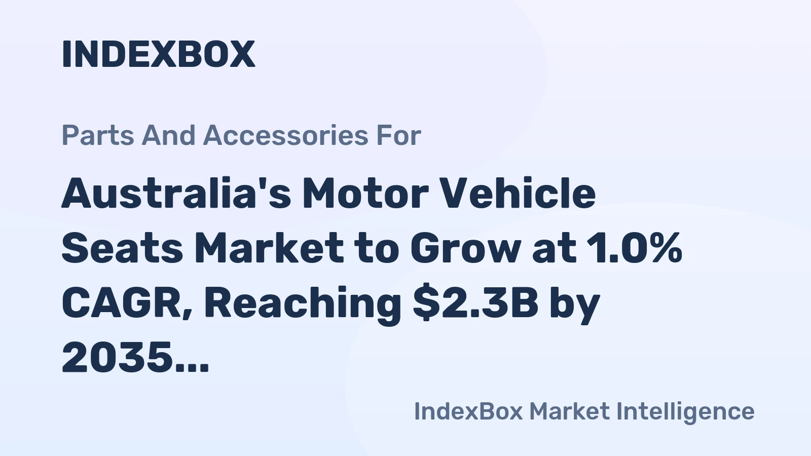 Australia's Motor Vehicle Seats Market to Grow at 1.0% CAGR, Reaching $2.3B by 2035
