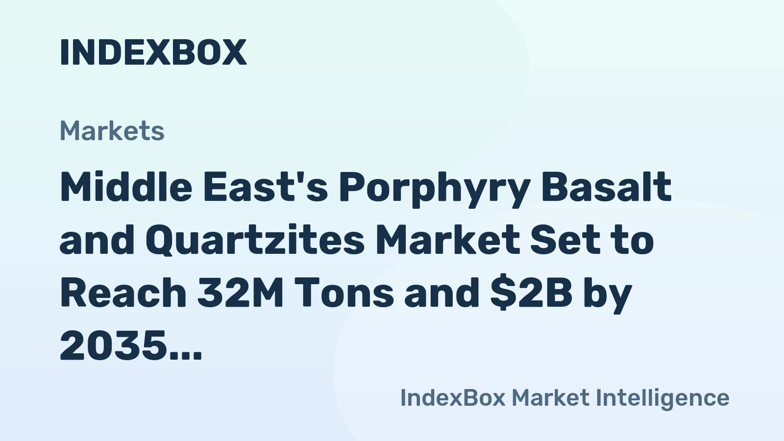 Middle East's Porphyry Basalt and Quartzites Market Set to Reach 32M Tons and $2B by 2035
