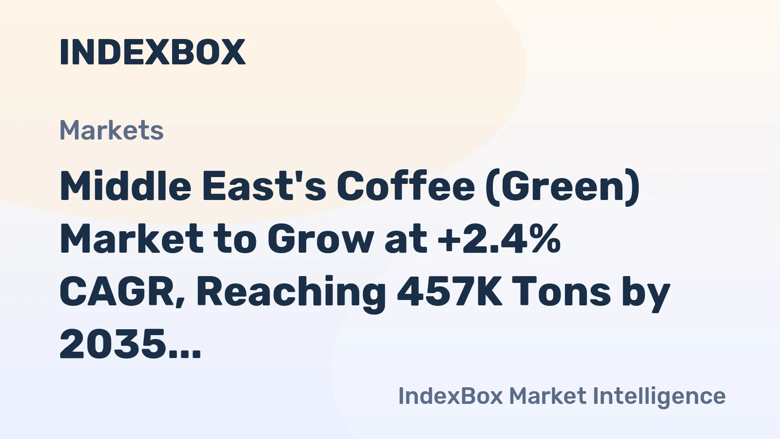 Middle East's Coffee (Green) Market to Grow at +2.4% CAGR, Reaching 457K Tons by 2035