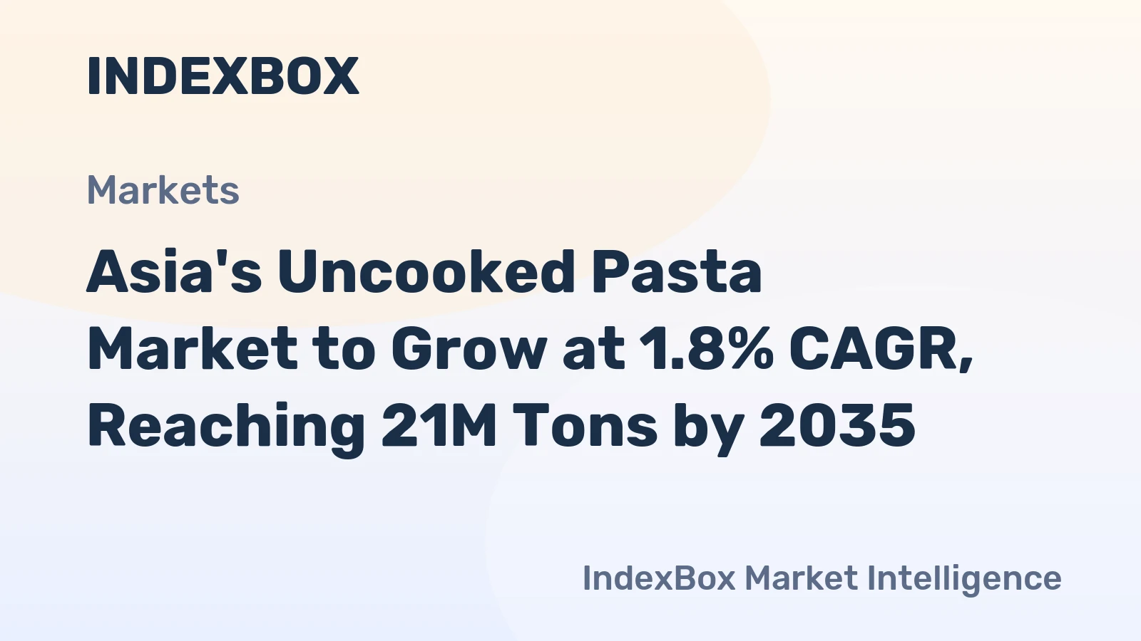 Asia's Uncooked Pasta Market to Grow at 1.8% CAGR, Reaching 21M Tons by 2035