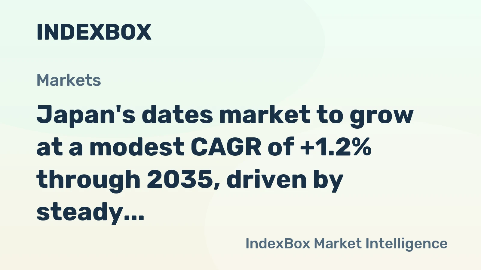 Japan's dates market to grow at a modest CAGR of +1.2% through 2035, driven by steady demand.