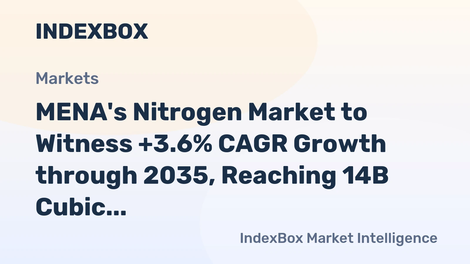 MENA's Nitrogen Market to Witness +3.6% CAGR Growth through 2035, Reaching 14B Cubic Meters