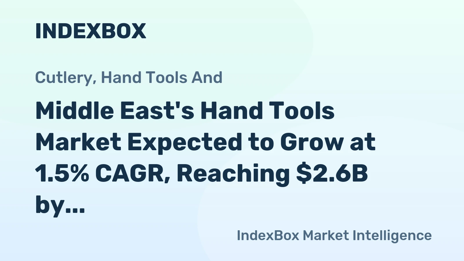 Middle East's Hand Tools Market Expected to Grow at 1.5% CAGR, Reaching $2.6B by 2035