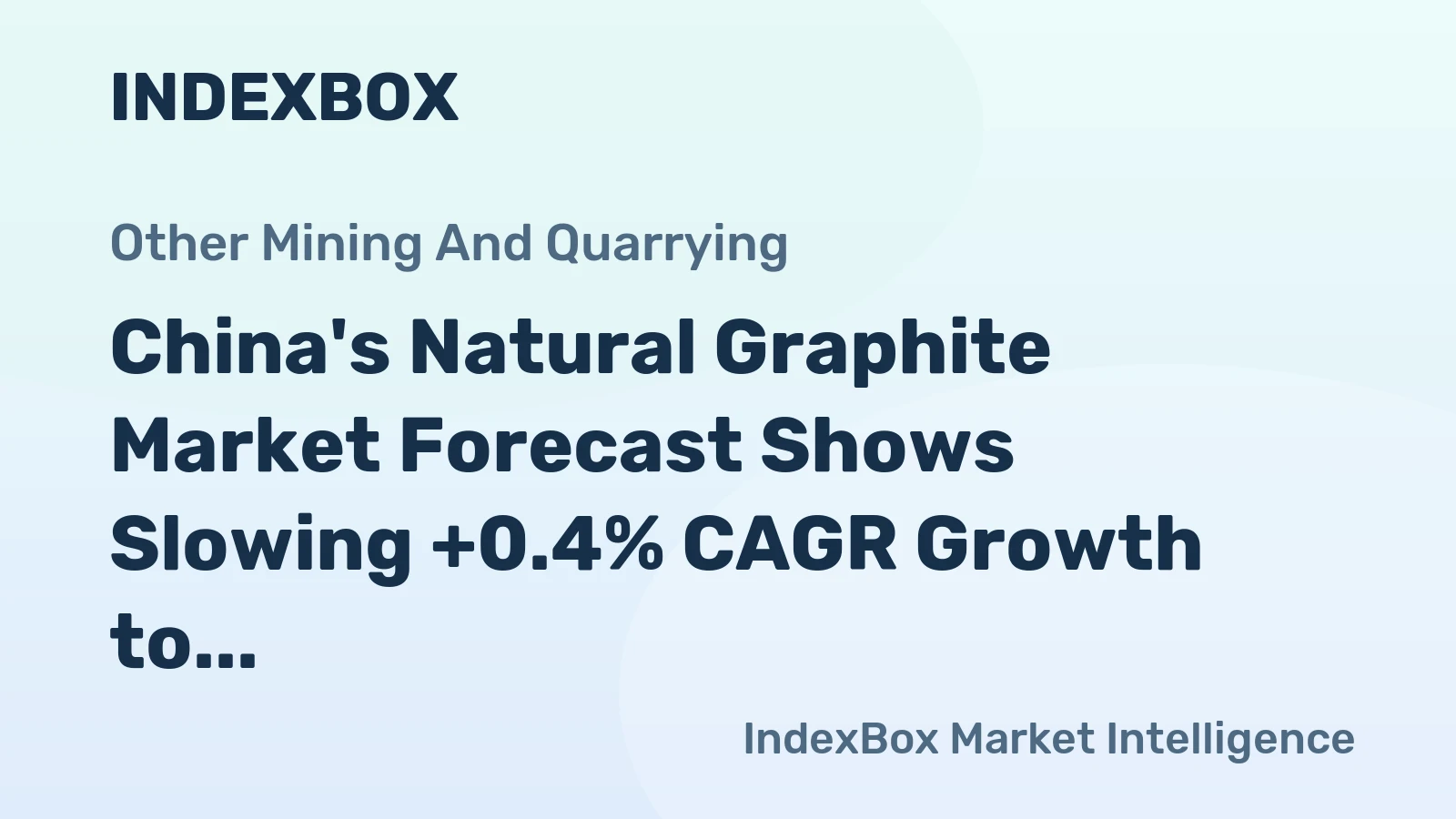 China's Natural Graphite Market Forecast Shows Slowing +0.4% CAGR Growth to 2035