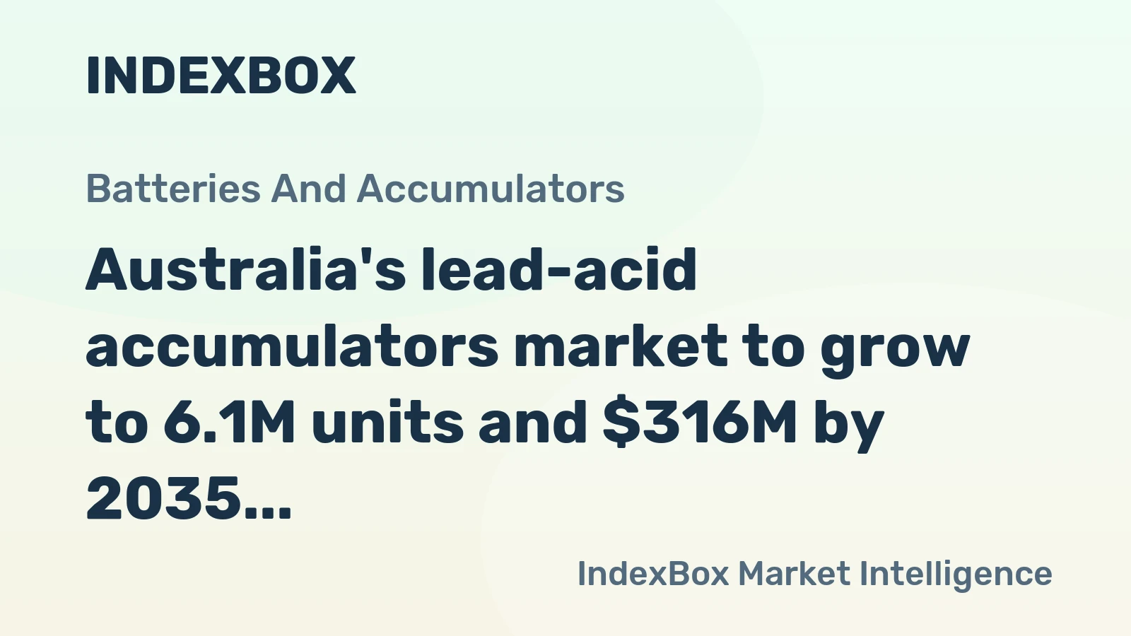 Australia's lead-acid accumulators market to grow to 6.1M units and $316M by 2035