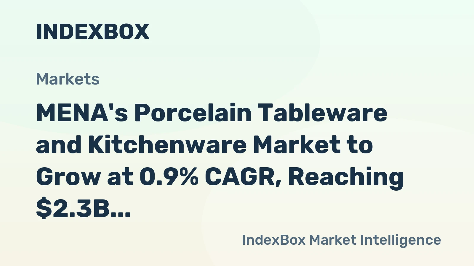 MENA's Porcelain Tableware and Kitchenware Market to Grow at 0.9% CAGR, Reaching $2.3B by 2035