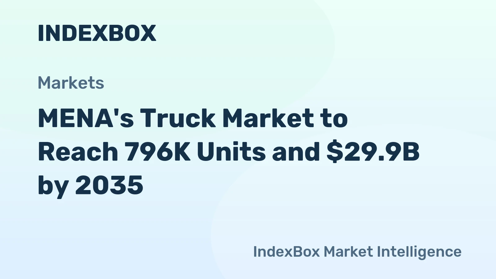 MENA's Truck Market to Reach 796K Units and $29.9B by 2035