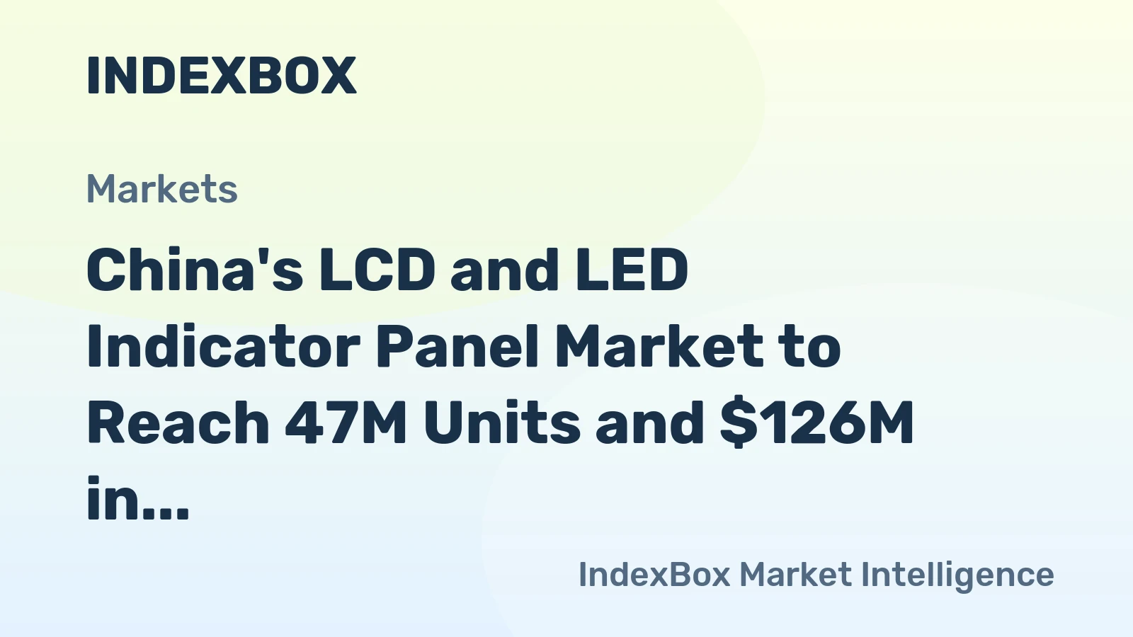 China's LCD and LED Indicator Panel Market to Reach 47M Units and $126M in Value by 2035