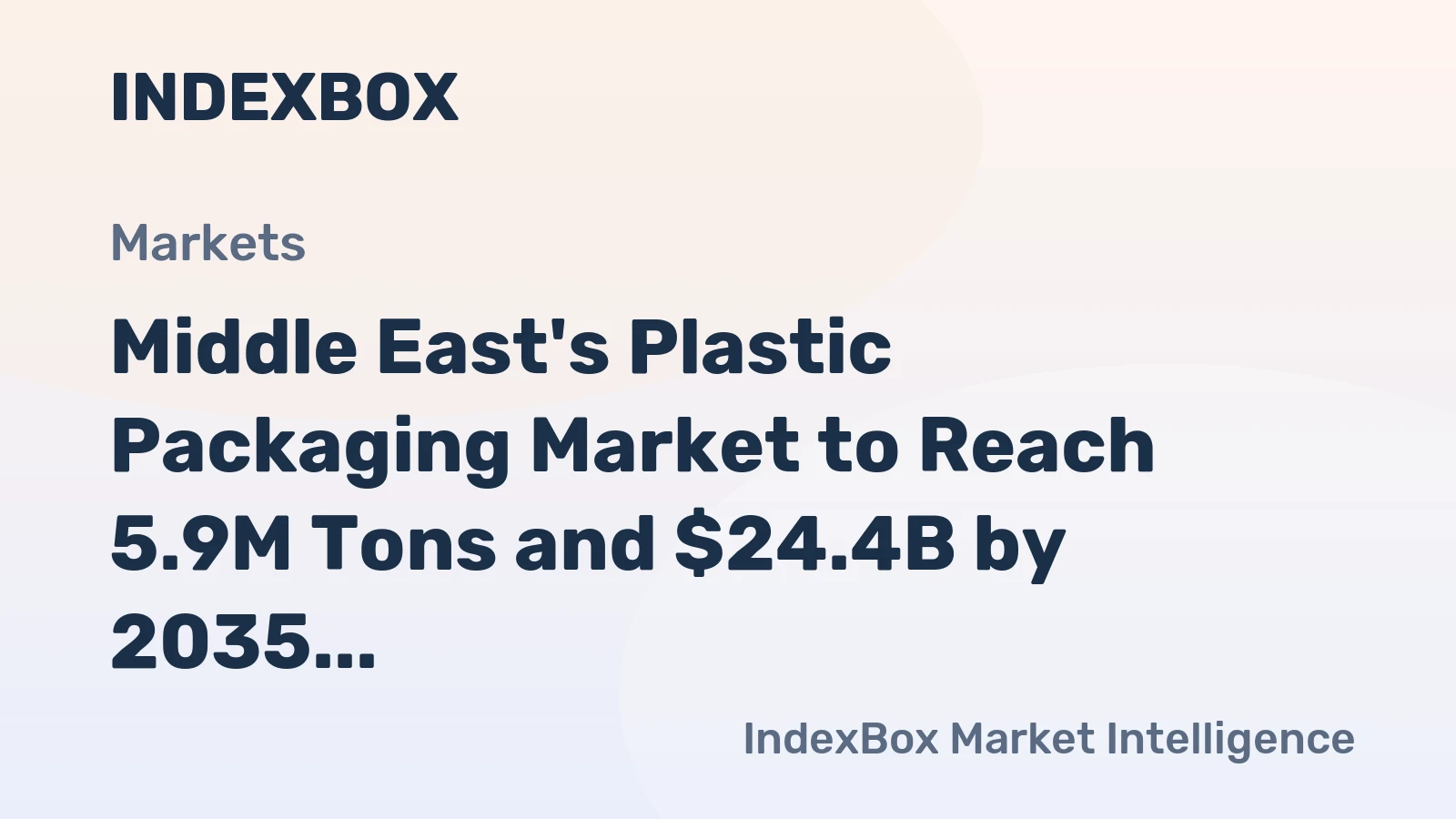 Middle East's Plastic Packaging Market to Reach 5.9M Tons and $24.4B by 2035, Driven by Growing Demand