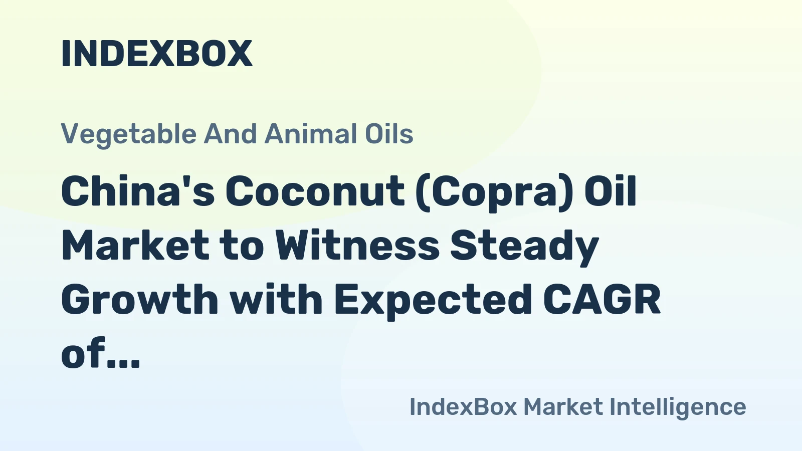 China's Coconut (Copra) Oil Market to Witness Steady Growth with Expected CAGR of +2.4% from 2024 to 2035
