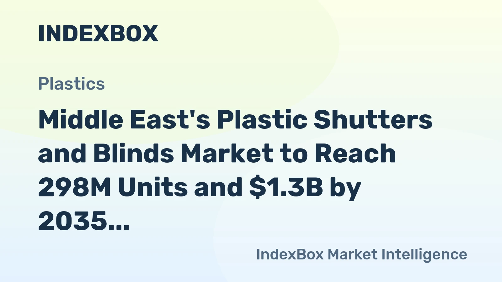 Middle East's Plastic Shutters and Blinds Market to Reach 298M Units and $1.3B by 2035