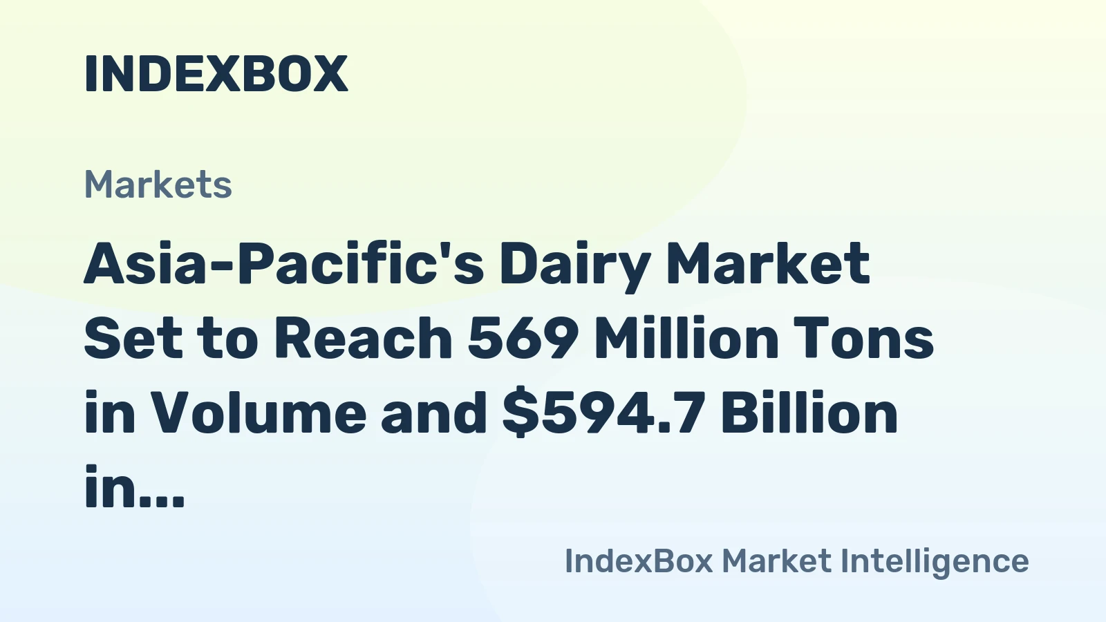 Asia-Pacific's Dairy Market Set to Reach 569 Million Tons in Volume and $594.7 Billion in Value by 2035