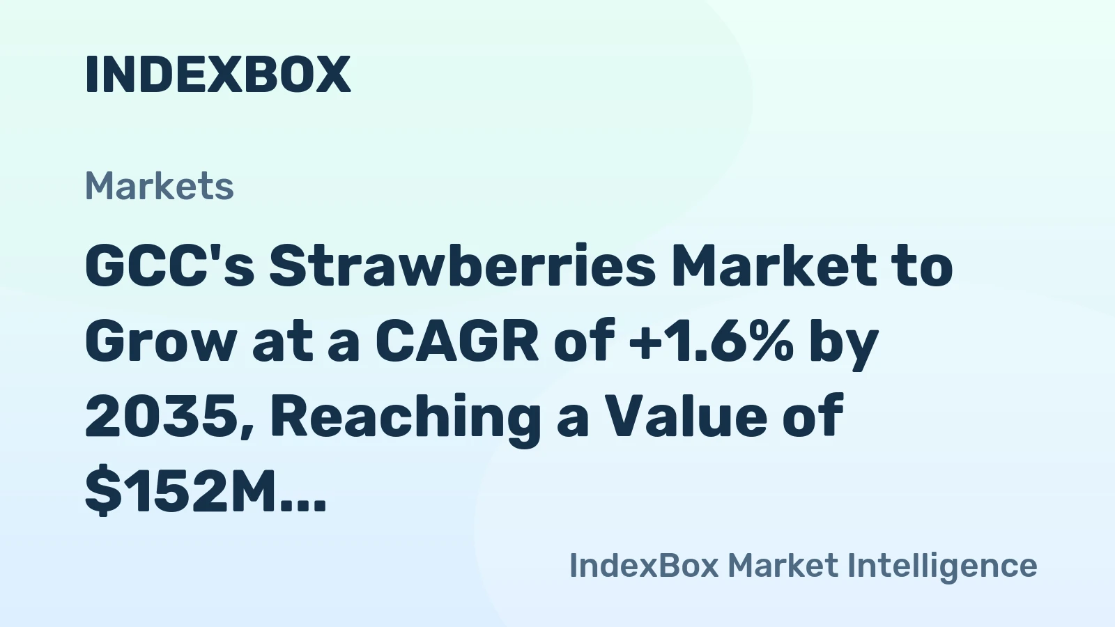 GCC's Strawberries Market to Grow at a CAGR of +1.6% by 2035, Reaching a Value of $152M