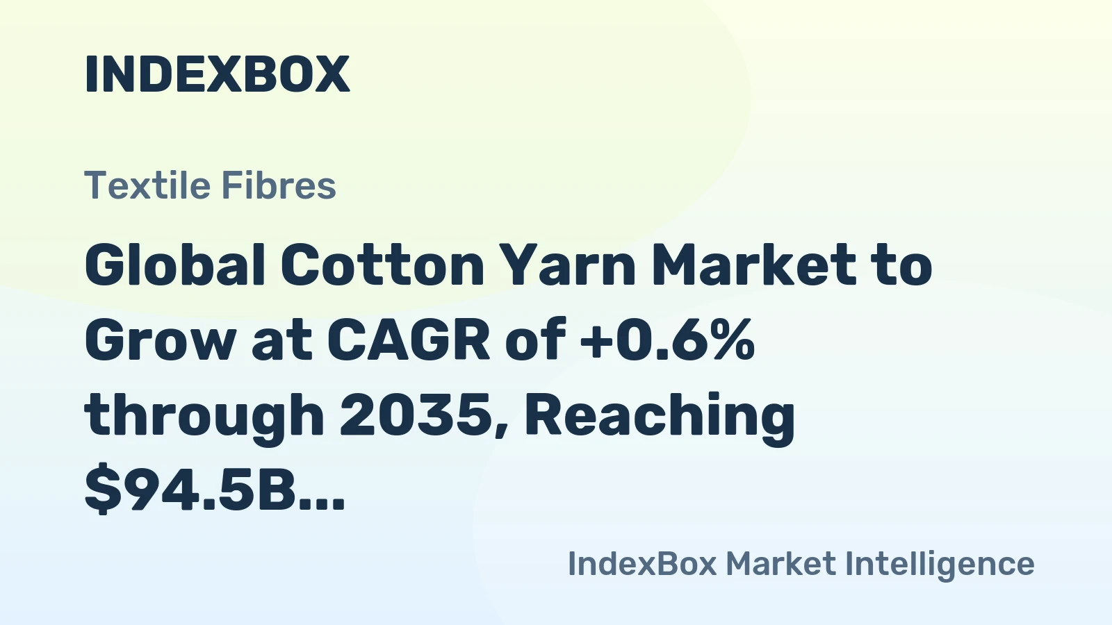 Global Cotton Yarn Market to Grow at CAGR of +0.6% through 2035, Reaching $94.5B in Value