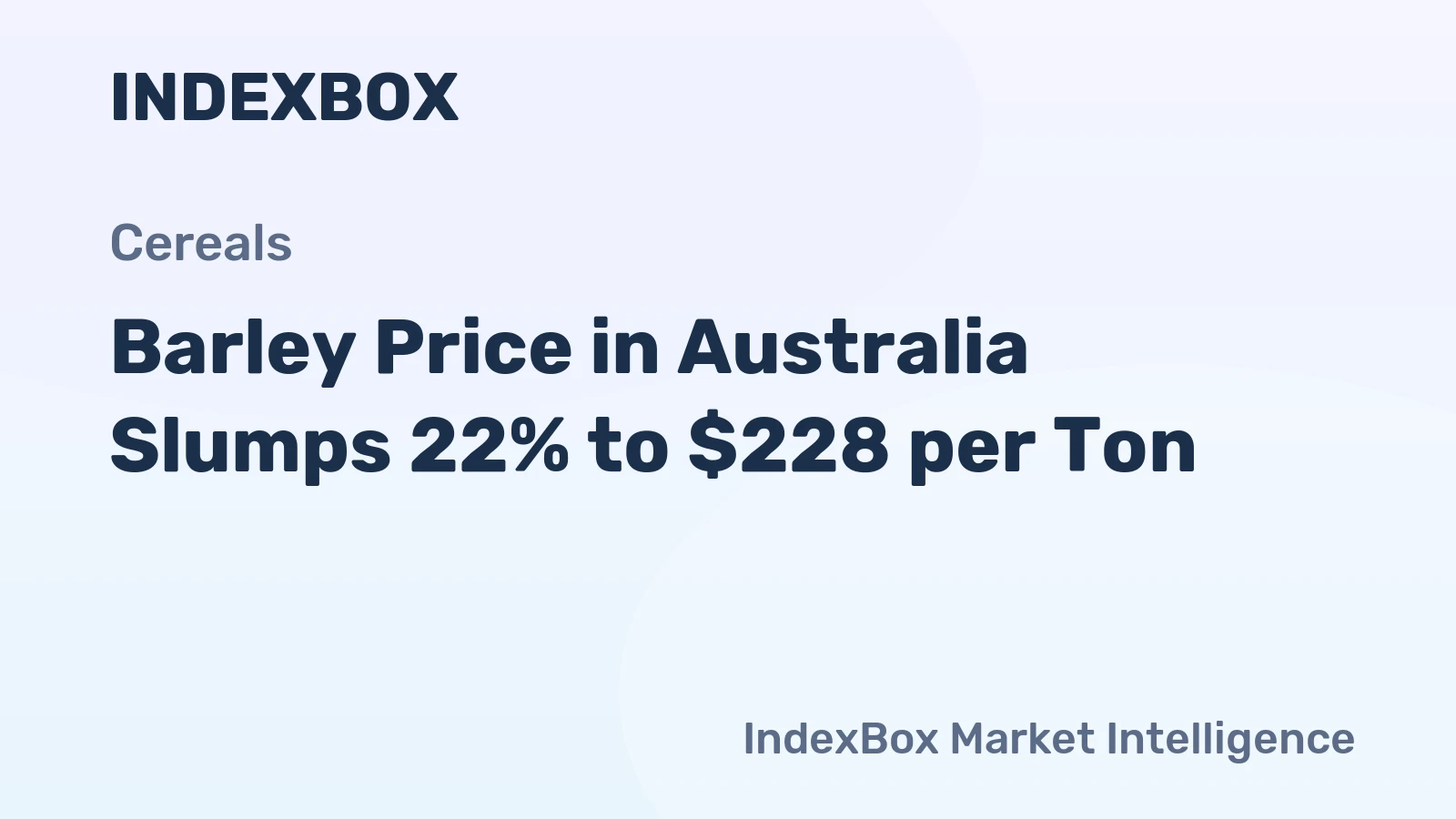 Barley Price in Australia Slumps 22% to $228 per Ton
