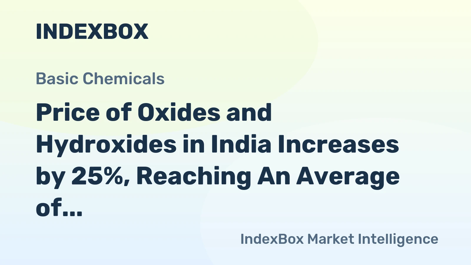 Price of Oxides and Hydroxides in India Increases by 25%, Reaching An Average of $1,932 per Ton