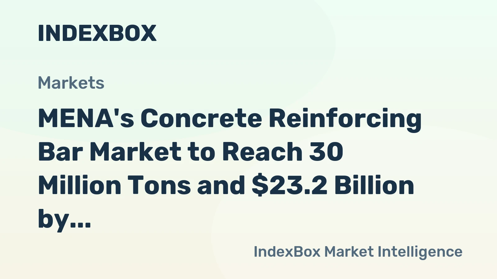 MENA's Concrete Reinforcing Bar Market to Reach 30 Million Tons and $23.2 Billion by 2035