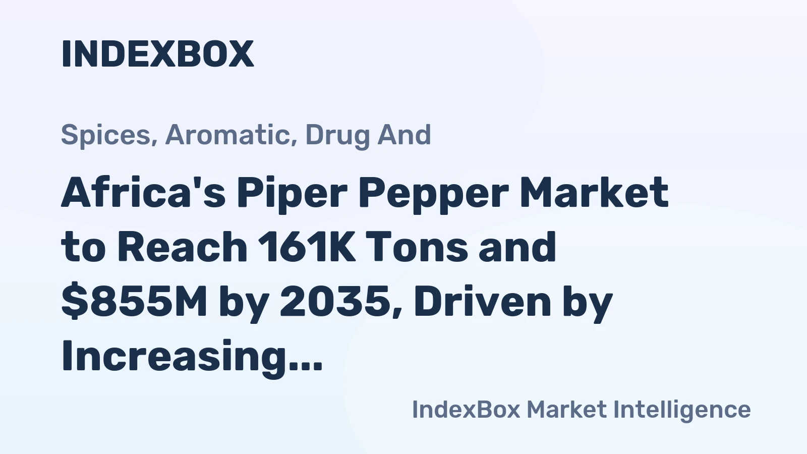 Africa's Piper Pepper Market to Reach 161K Tons and $855M by 2035, Driven by Increasing Demand