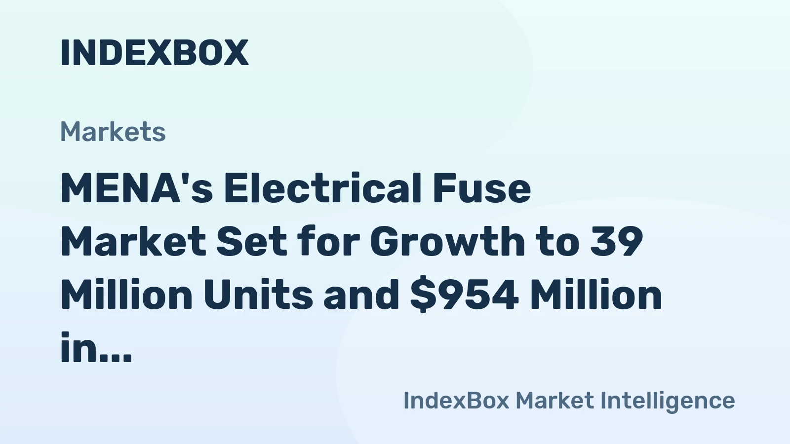MENA's Electrical Fuse Market Set for Growth to 39 Million Units and $954 Million in Value