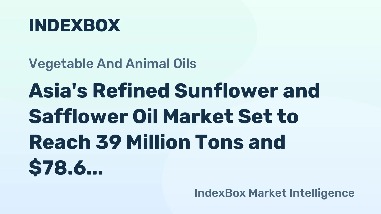 Asia's Refined Sunflower and Safflower Oil Market Set to Reach 39 Million Tons and $78.6 Billion by 2035