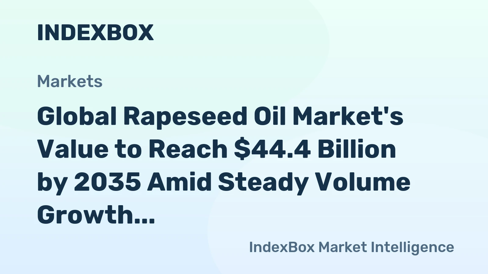 Global Rapeseed Oil Market's Value to Reach $44.4 Billion by 2035 Amid Steady Volume Growth