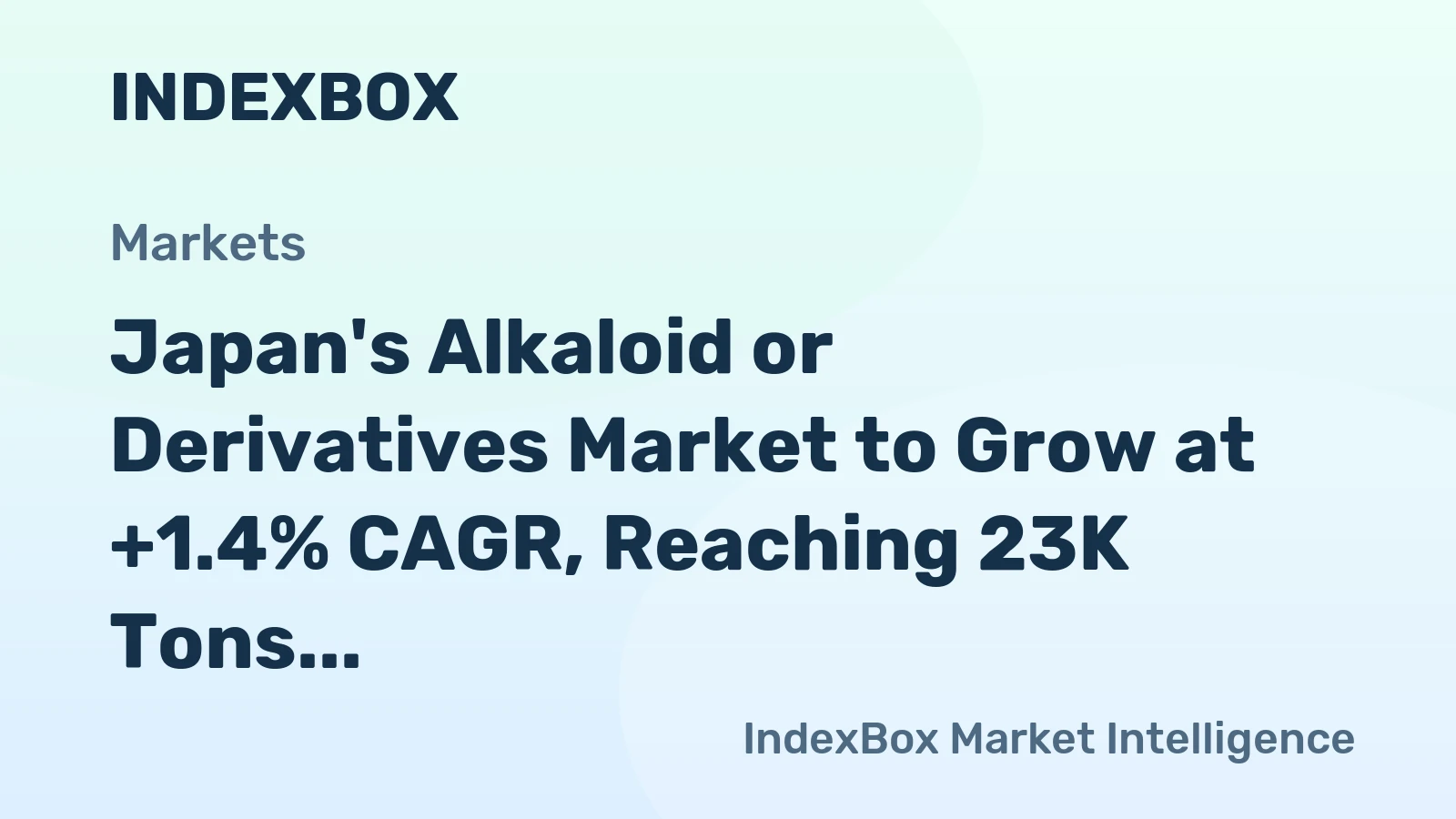 Japan's Alkaloid or Derivatives Market to Grow at +1.4% CAGR, Reaching 23K Tons by 2035, Valued at $2.6B
