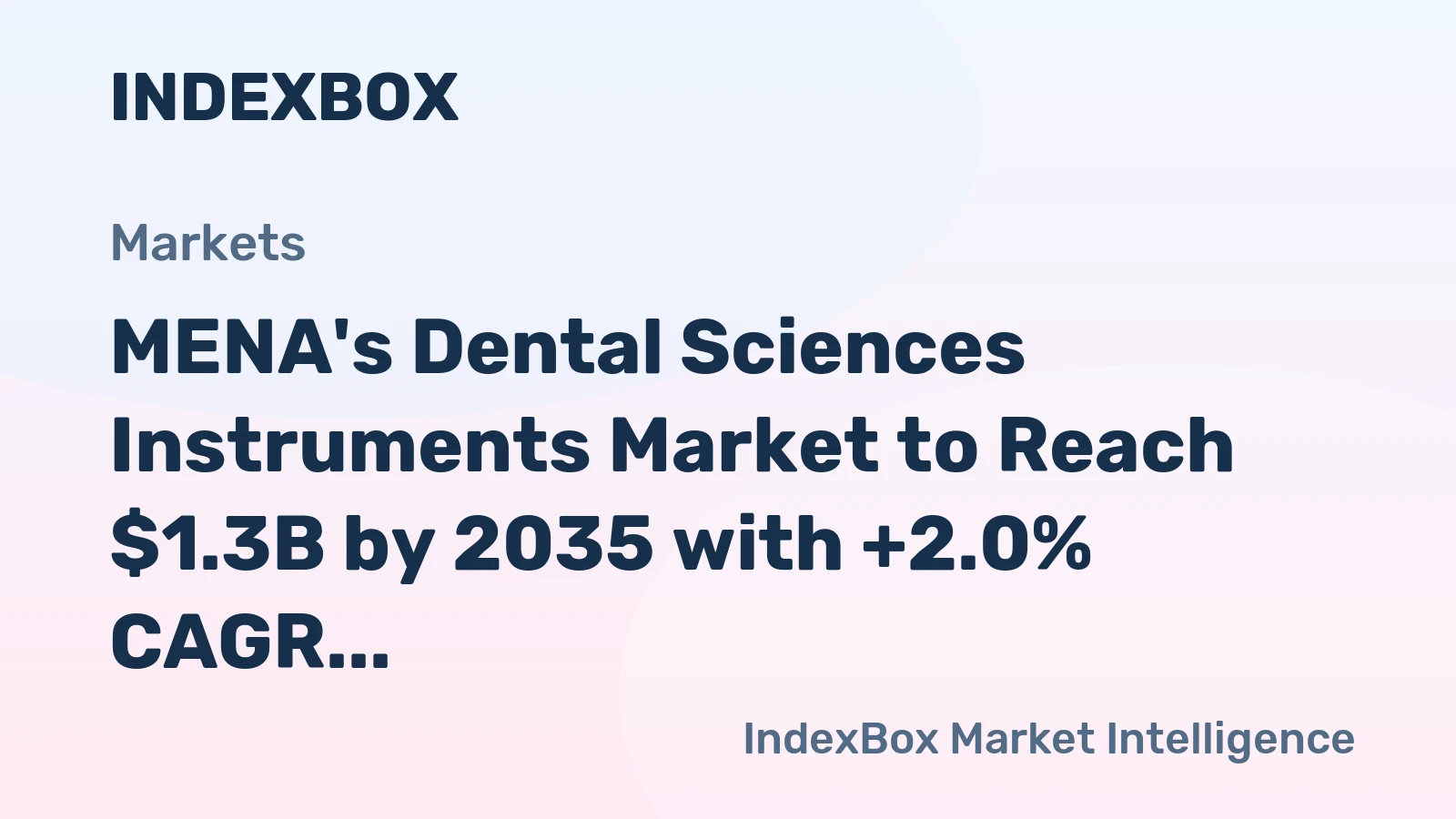MENA's Dental Sciences Instruments Market to Reach $1.3B by 2035 with +2.0% CAGR