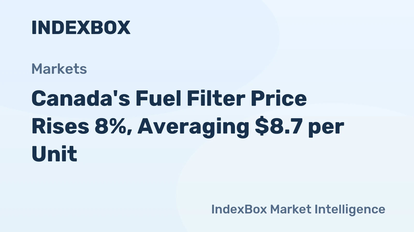 Canada's Fuel Filter Price Rises 8%, Averaging $8.7 per Unit
